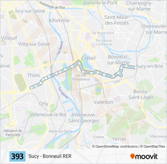 393 Itinéraire: Horaires, Arrêts & Plan - Sucy - Bonneuil RER (mis à jour)