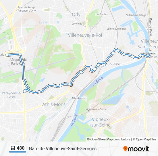 480 Itinéraire: Horaires, Arrêts & Plan - Aéroport Orly 1-2-3 (mis à jour)