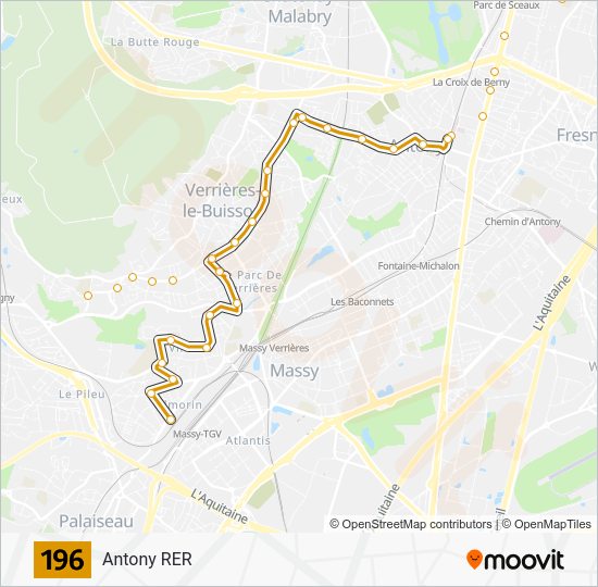 Línea 196: horarios, paradas y mapas - Antony RER (Actualizado)