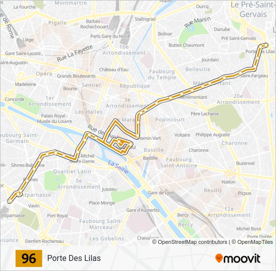 96 Route: Schedules, Stops & Maps - Porte Des Lilas (Updated)