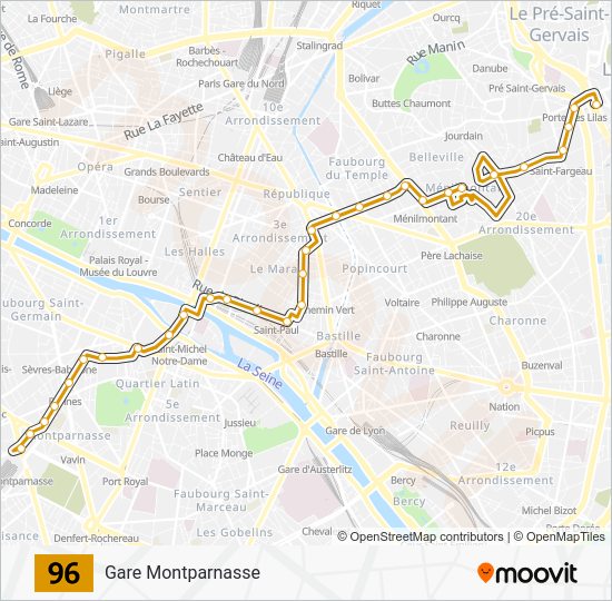 96 Route: Schedules, Stops & Maps - Gare Montparnasse (Updated)