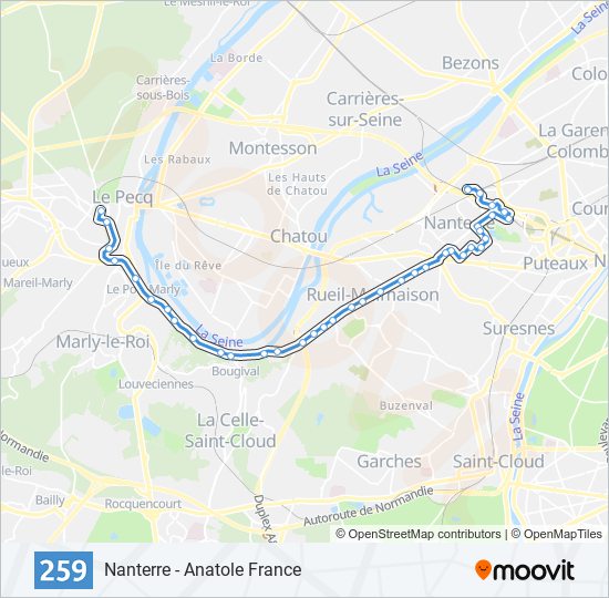 259 Itinéraire: Horaires, Arrêts & Plan - Anatole France (mis à jour)
