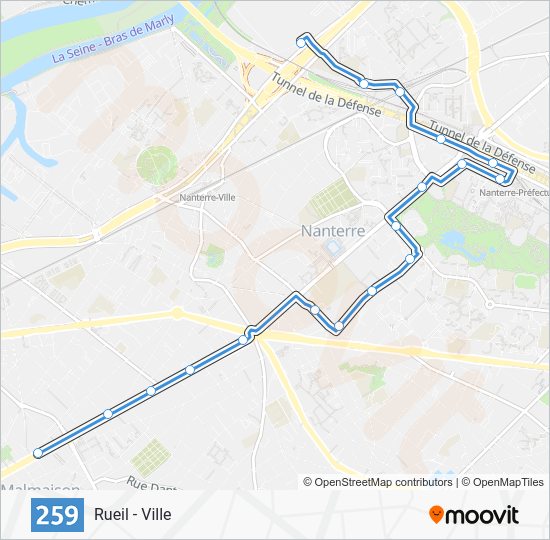 259 Itinéraire: Horaires, Arrêts & Plan - Rueil - Ville (mis à jour)