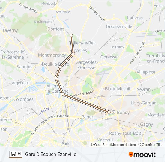 h Itinéraire: Horaires, Arrêts & Plan - Gare D'Ecouen Ezanville (mis à ...