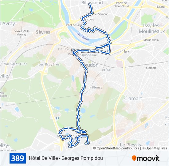389 Itinéraire: Horaires, Arrêts & Plan - Georges Pompidou (mis à jour)