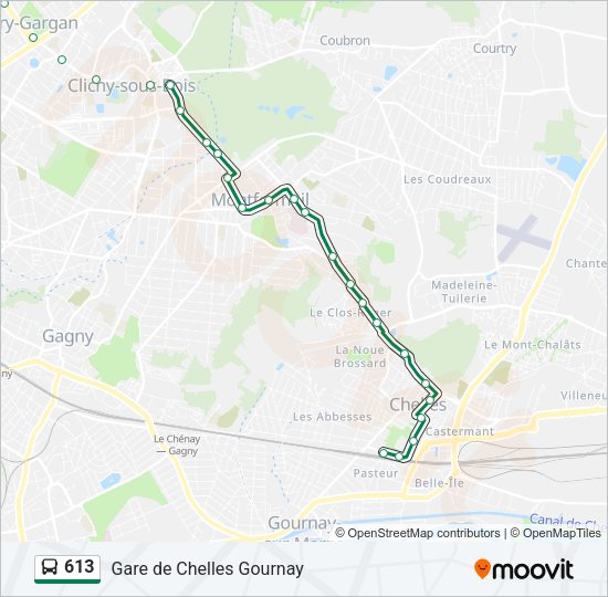 613 Itinéraire: Horaires, Arrêts & Plan - Gare de Chelles Gournay (mis ...