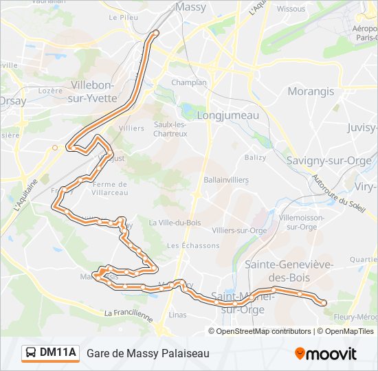 dm11a Itinéraire: Horaires, Arrêts & Plan - Gare de Massy Palaiseau ...