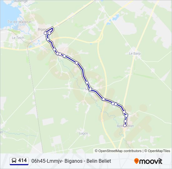 414 Route: Schedules, Stops & Maps - 06h45-Lmmjv- Biganos - Belin ...