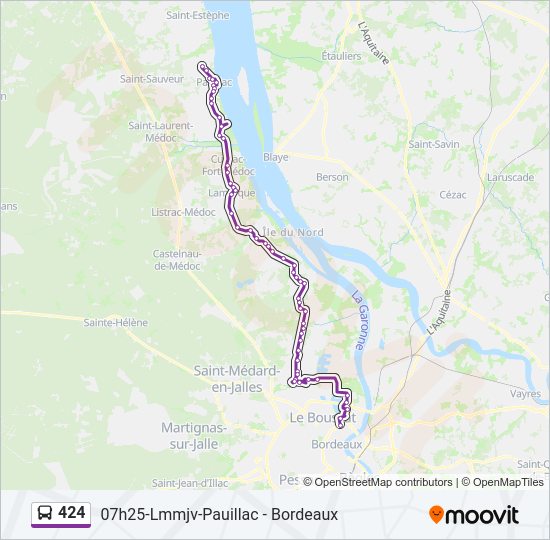 424 Route: Schedules, Stops & Maps - 07h25-Lmmjv-Pauillac - Bordeaux ...