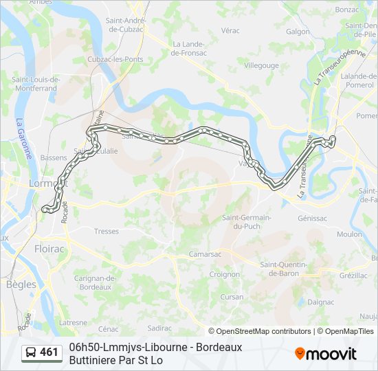 461 Itinéraire: Horaires, Arrêts & Plan - 06h50-Lmmjvs-Libourne ...
