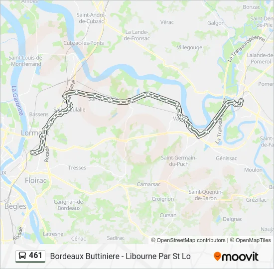 461 Itinéraire: Horaires, Arrêts & Plan - Bordeaux Buttiniere ...