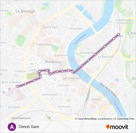 A Itinéraire: Horaires, Arrêts & Plan - Cenon Gare (mis à jour)