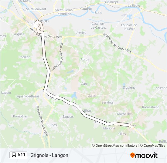 511 Route: Schedules, Stops & Maps - Grignols - Langon (Updated)