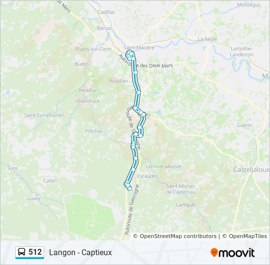 512 Route: Schedules, Stops & Maps - Langon - Captieux (Updated)