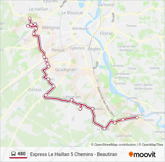 480 Route: Schedules, Stops & Maps - Express Le Haillan 5 Chemins ...
