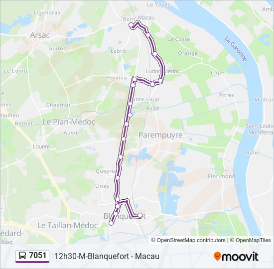 7051 Route: Schedules, Stops & Maps - 16h55-Lmjv-Blanquefort - Macau ...