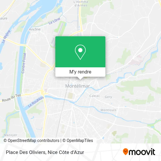 Comment aller à Place Des Oliviers à Montélimar en train ou bus