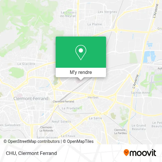 Comment aller à CHU à Clermont-Ferrand en bus, train ou tram