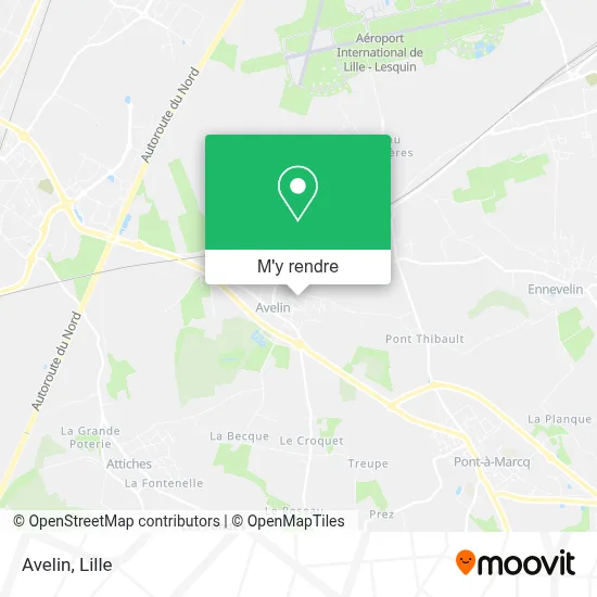 Comment aller à Avelin en métro ou bus