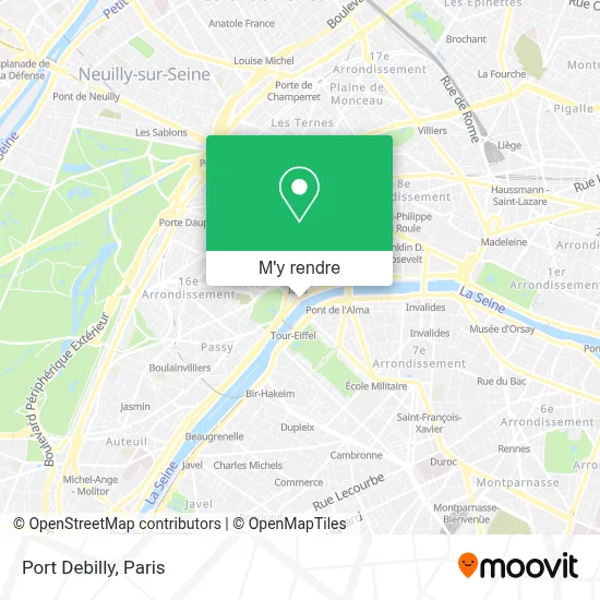 Comment aller à Port Debilly à Paris en métro, bus, RER ou train