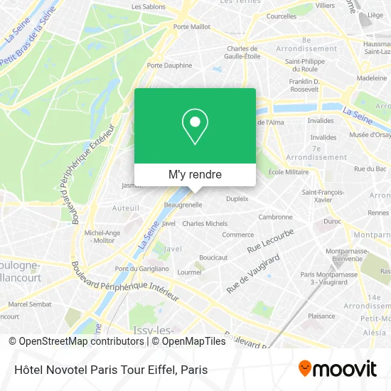 Comment aller à Hôtel Novotel Paris Tour Eiffel en métro, bus ou RER