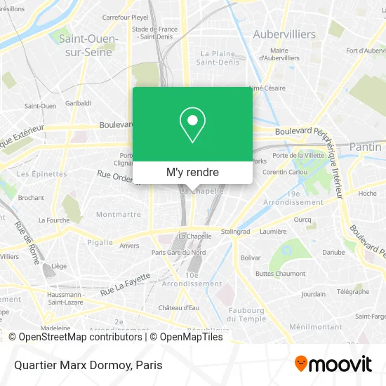 Comment aller à Quartier Marx Dormoy à Paris en métro, bus, train ou RER