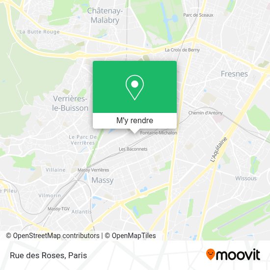 Comment aller à Rue des Roses à Antony en bus, RER, tram, métro ou train