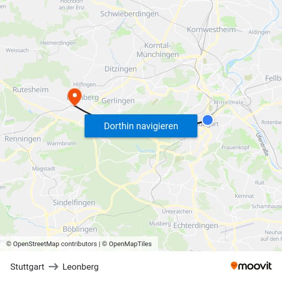 Stuttgart nach Leonberg mit öffentlichen Verkehrsmitteln