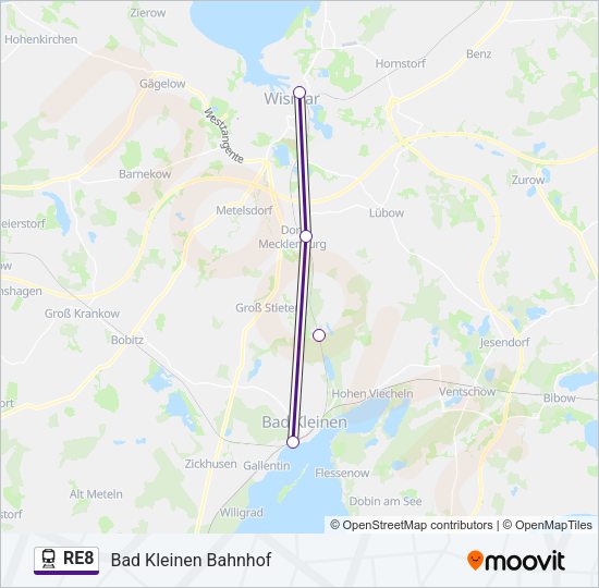 RE8 Route: Schedules, Stops & Maps - Bad Kleinen Bahnhof (Updated)