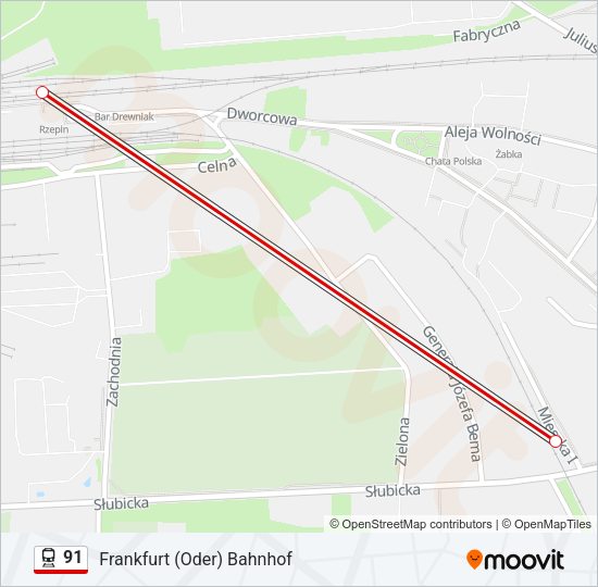 91 Route: Schedules, Stops & Maps - Rzepin (Pl) Bahnhof (Updated)