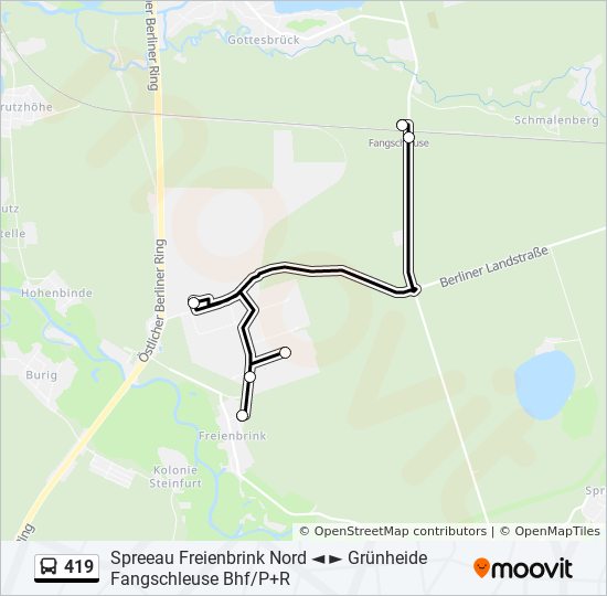 419 Route: Fahrpläne, Haltestellen & Karten - Grünheide Fangschleuse ...