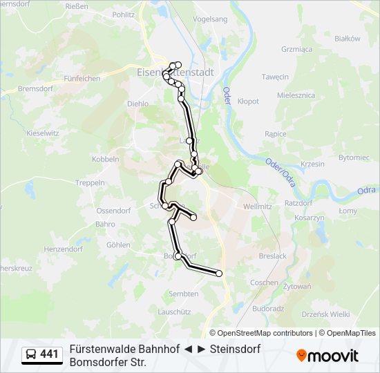 441 Route: Fahrpläne, Haltestellen & Karten - Eisenhüttenstadt Zob ...