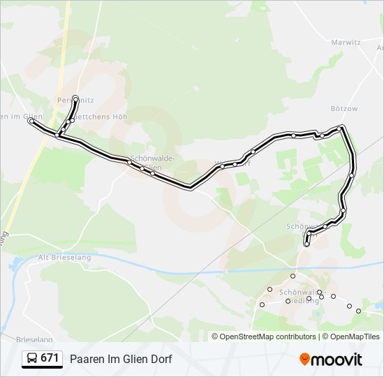 671 Route: Fahrpläne, Haltestellen & Karten - Paaren Im Glien Dorf ...