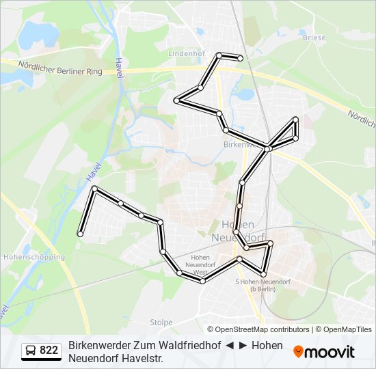 822 Route: Schedules, Stops & Maps - Hohen Neuendorf Havelstr. (Updated)