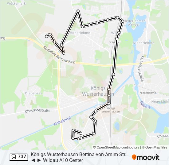 737 Route: Fahrpläne, Haltestellen & Karten - Wildau Gewerbepark Süd ...