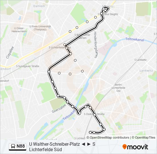 n88 Route: Schedules, Stops & Maps - S Lichterfelde Süd (Updated)