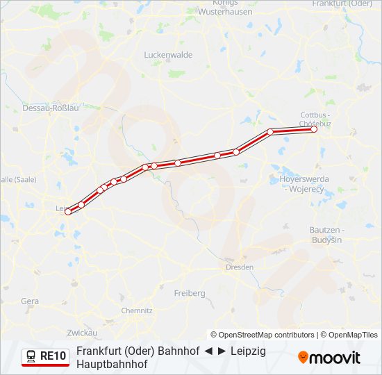re10 Route: Fahrpläne, Haltestellen & Karten - Cottbus Hauptbahnhof ...