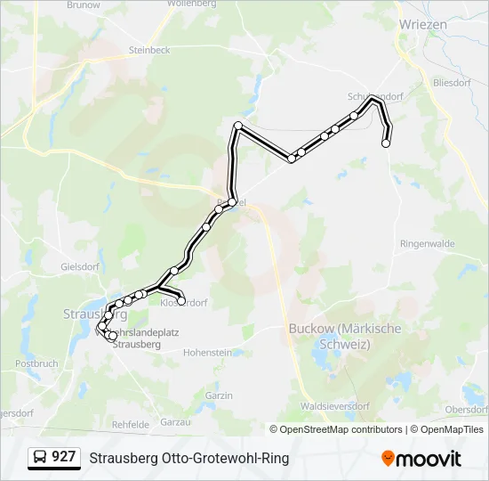 927 Route: Fahrpläne, Haltestellen & Karten - Strausberg Otto-Grotewohl ...