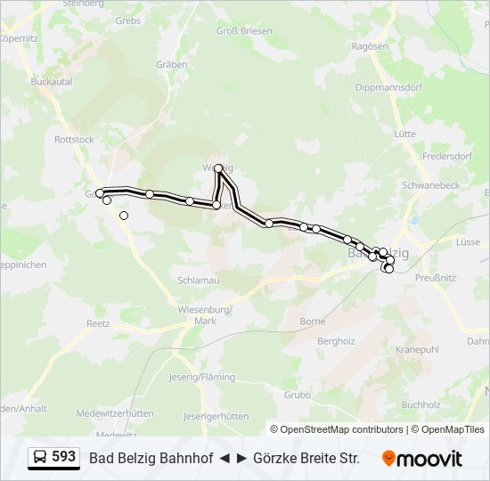 593 Route: Fahrpläne, Haltestellen & Karten - Bad Belzig Bahnhof ...