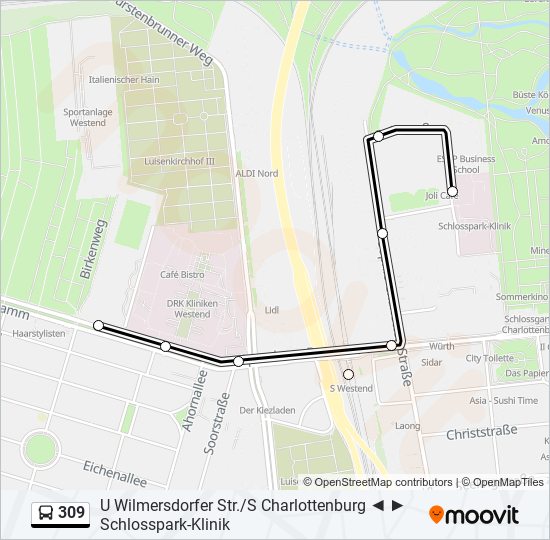 309 Route: Fahrpläne, Haltestellen & Karten - Drk-Kliniken Westend ...