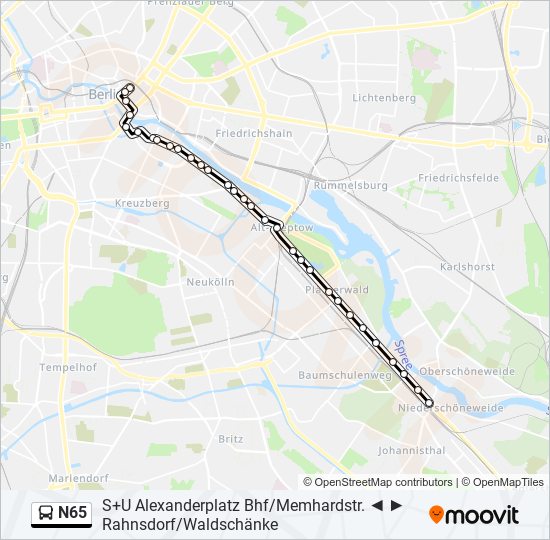 n65 Route: Schedules, Stops & Maps - S Schöneweide Bhf (Updated)