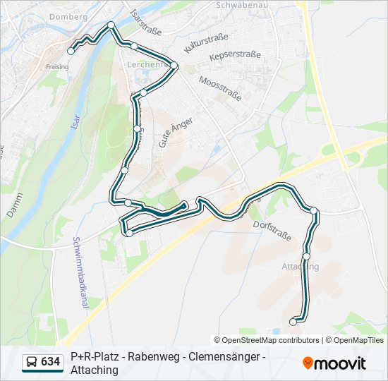634 Route: Fahrpläne, Haltestellen & Karten - Freising *100*300 P+R ...