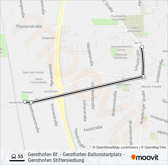 55 Route: Schedules, Stops & Maps - Gersthofen, Kirchplatz (Updated)
