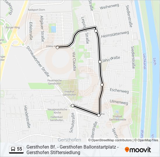 55 Route: Schedules, Stops & Maps - Gersthofen, Kirchplatz (Updated)