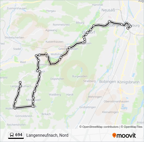 694 Route: Fahrpläne, Haltestellen & Karten - Langenneufnach, Nord ...