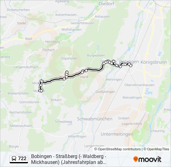 722 Route: Fahrpläne, Haltestellen & Karten - Bobingen, Bahnhof ...