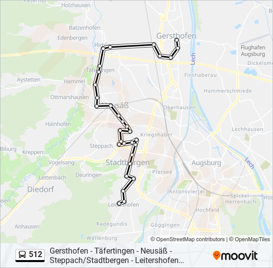 512 Route: Schedules, Stops & Maps - Leitershofen, Brunnenplatz (Updated)