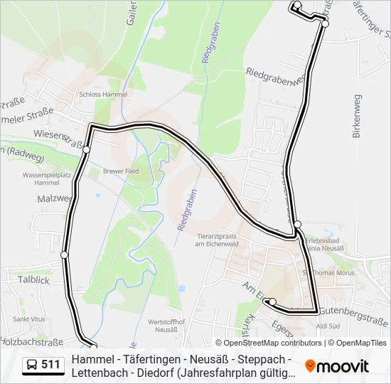 511 Route: Schedules, Stops & Maps - Ottmarshausen, Schmutterbrücke ...