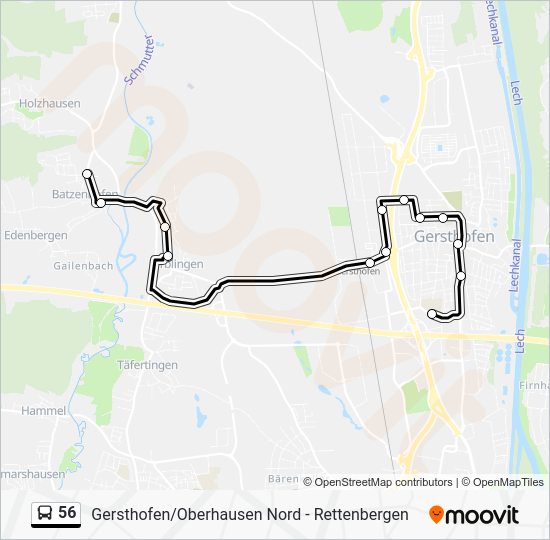 56 Route: Schedules, Stops & Maps - Gersthofen, Schulzentrum (Updated)