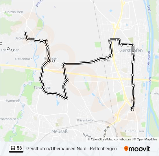 56 Route: Schedules, Stops & Maps - Oberhausen, Nord P+R (Updated)